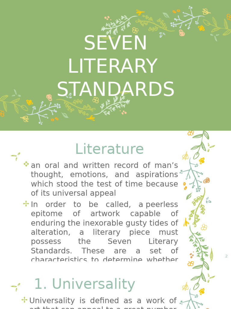 Seven Literary Standards | PDF | Thought | Cognition