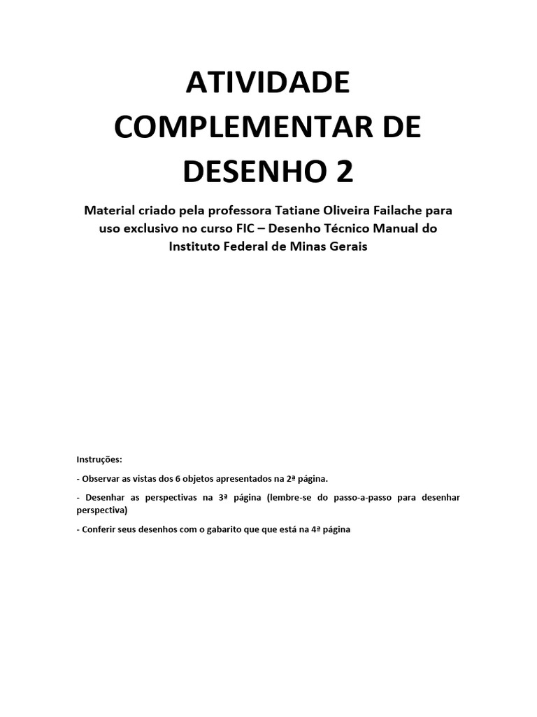 Atividade Complementar de Desenho 2 | PDF