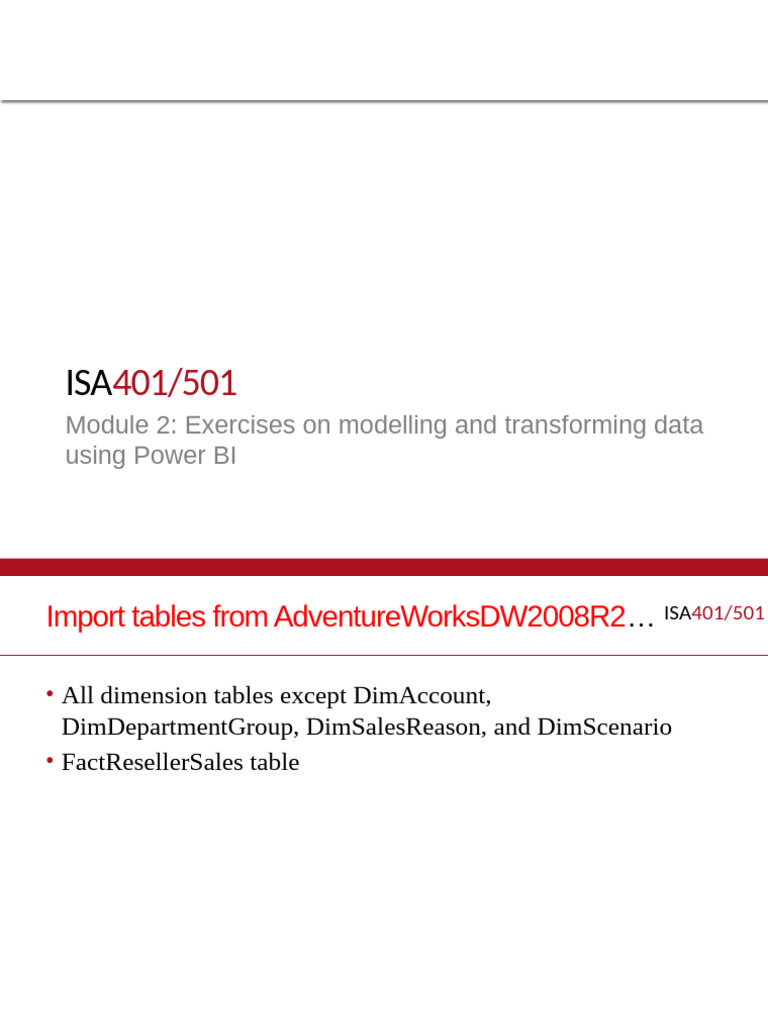 Power BI Data Modeling Exercises | PDF | Data Management | Computing