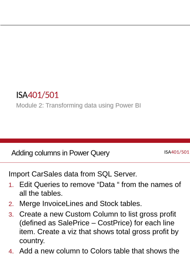 M2d-Transforming Data Using Power BI | PDF | Table (Database) | Databases