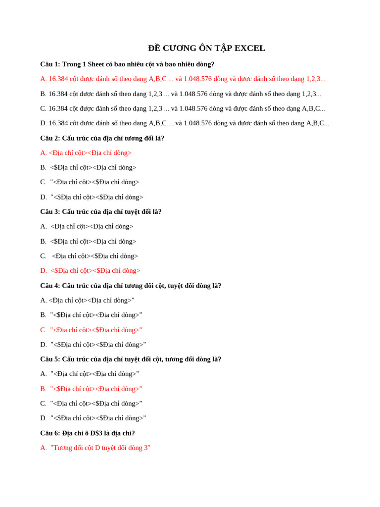 Excel Tong Hop | PDF