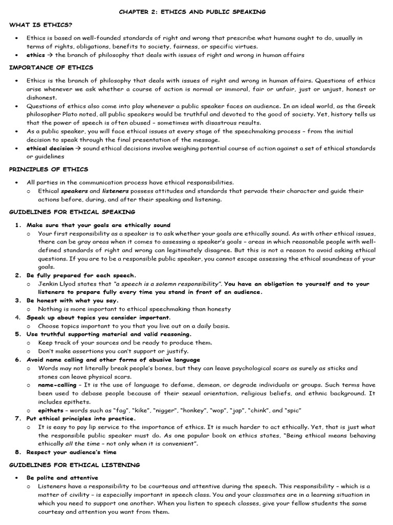 Ethics in Public Speaking Guide | PDF | Plagiarism | Public Speaking