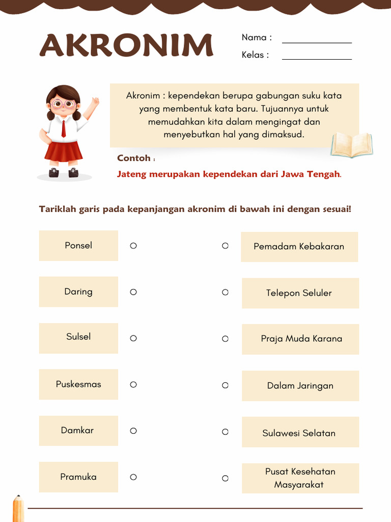 Akronim Lembar Kerja Putih Dan Coklat Ilustrasi | PDF