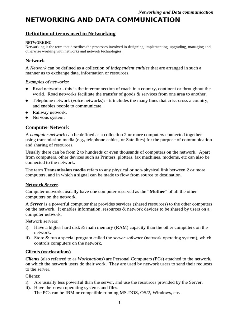 Networking & Data Communication | PDF | Computer Network | Transmission Medium