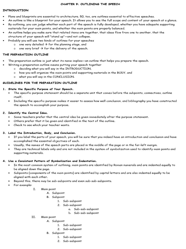 Chap9-Outlining The Speech | PDF
