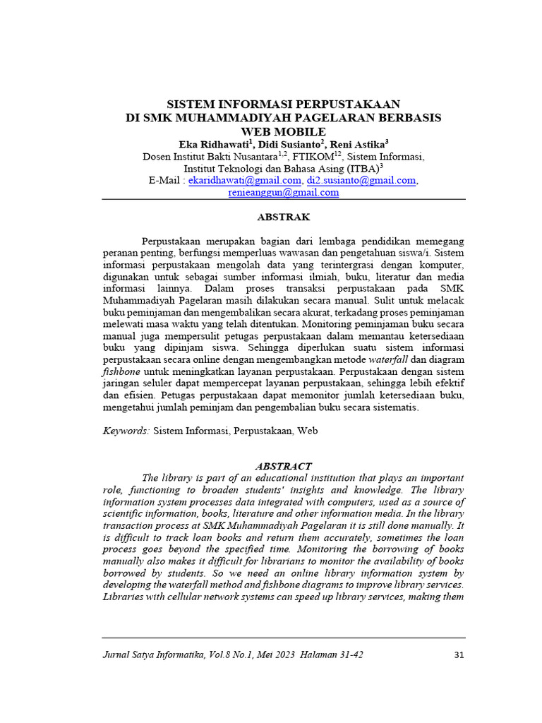 Sistem Informasi Perpustakaan DI SMK Muh | PDF