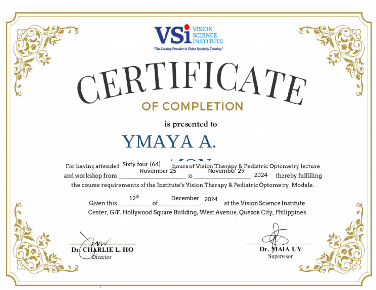 VSI Vision Therapy Pediatric Optometry CEU | PDF