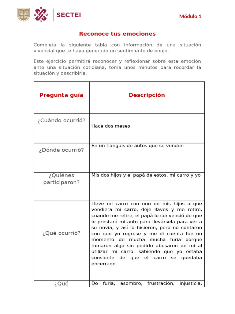 Reconoce Tus Emociones - Unidad1 Lección3 | PDF | Las emociones | Ira