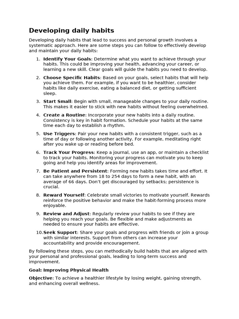 Developing daily habits | PDF | Habits | Behavior Modification