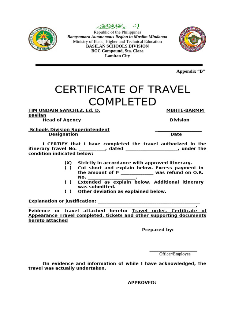 Travel Completed | PDF