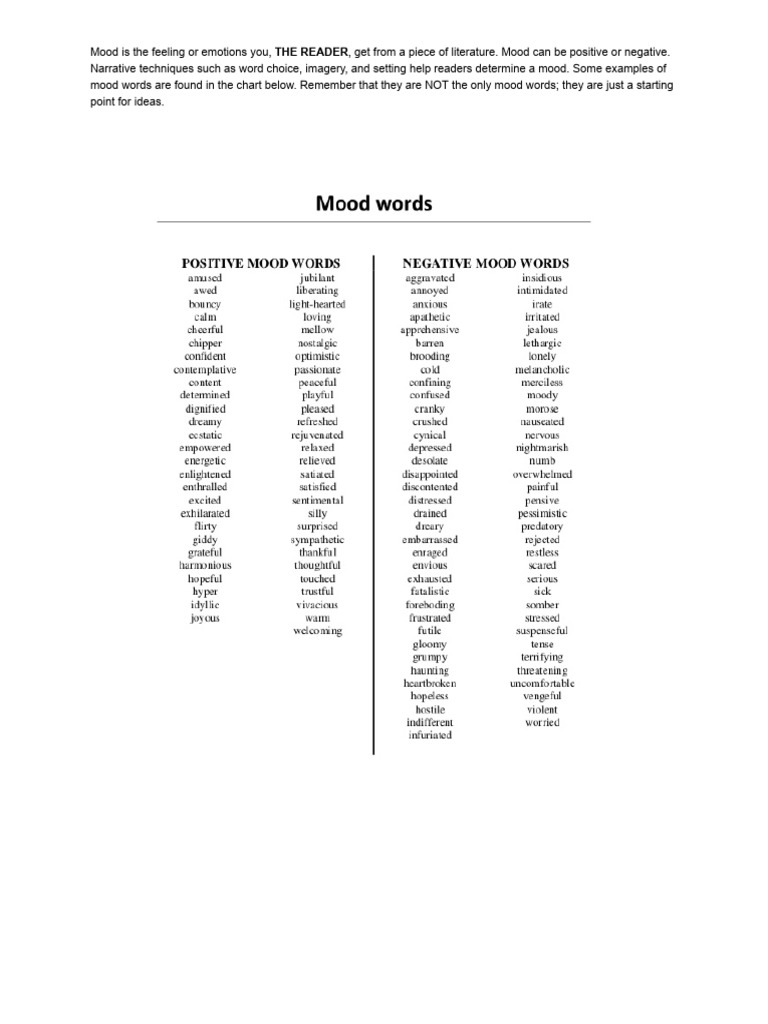 Understanding Mood in Literature | PDF