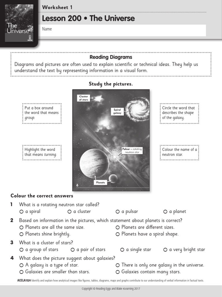 Year 6 Reading Comphrension 20 | PDF | Stars | Galaxy