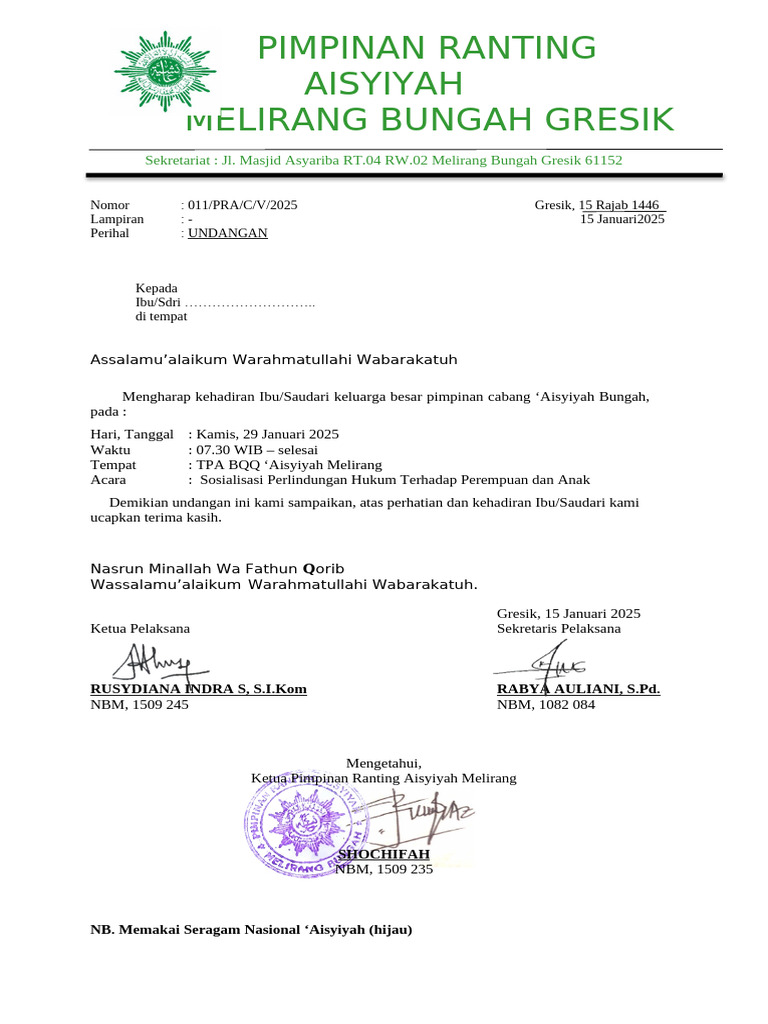 Undangan Ranting Cabang | PDF