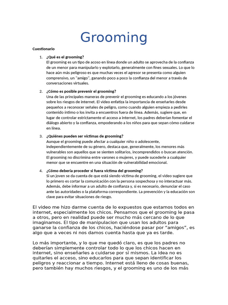 Grooming | PDF | Acoso cibernético | Psicología Social
