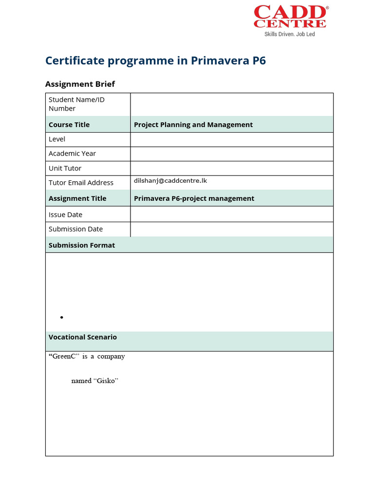 Primavera P6 Project Management Assignment | PDF
