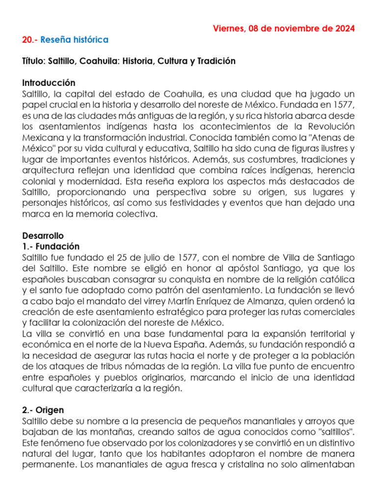 Ejemplo de Reseña Histórica Con Los Elementos Que Se Encargaron | PDF | México | Nueva españa