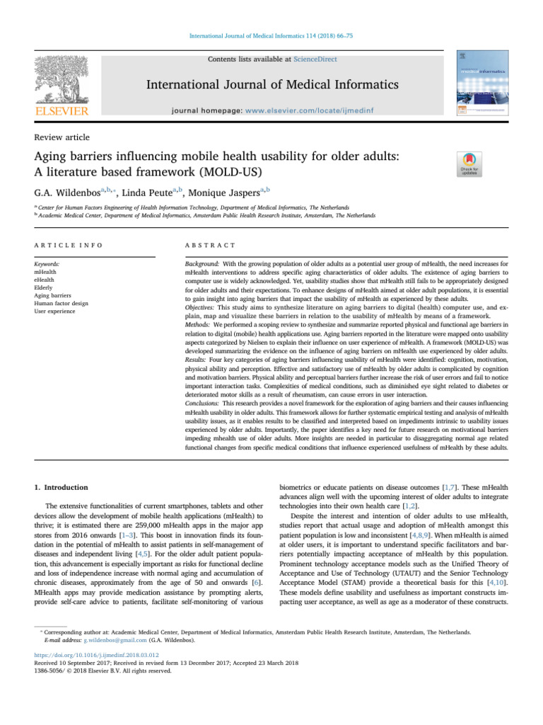 Aging Barriers Influencing Mobile Health Usability For Older Adults - A ...