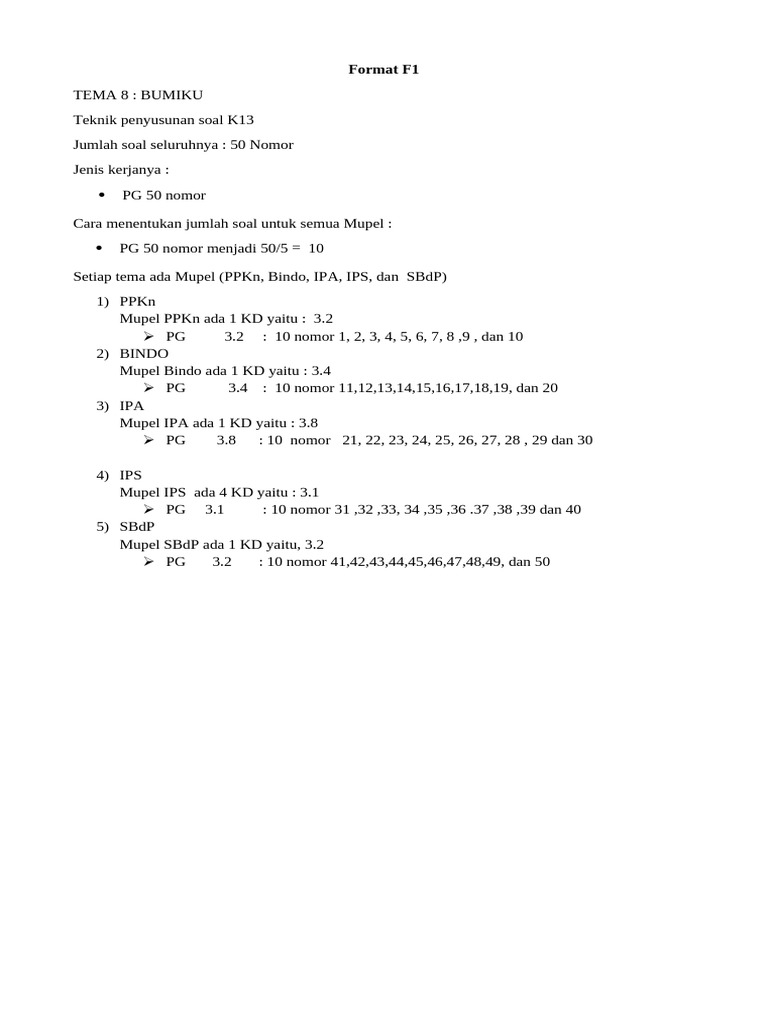 F1 Dan F2 PAT Tema 8 | PDF