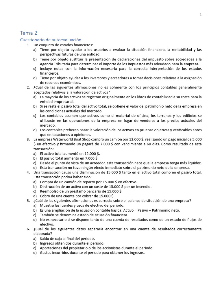 Financial Accounting 2023 24 Unit 02 Enunciados Ejercicios | PDF | Contabilidad | Business