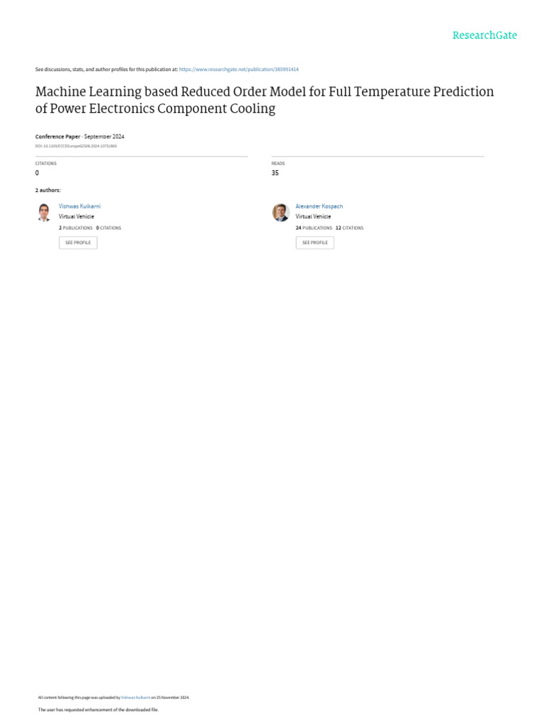 Machine Learning Based Reduced Order Model For Full Temperature ...