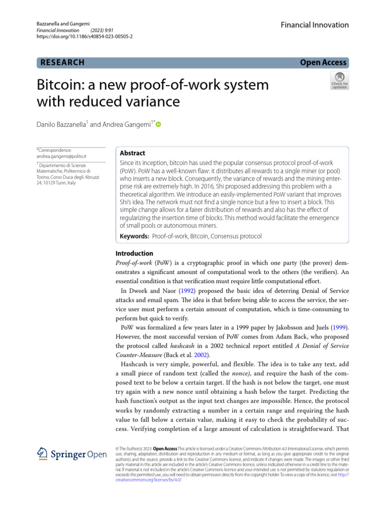 Bitcoin - A New Proof‑of‑Work System With Reduced Variance | PDF | Bitcoin