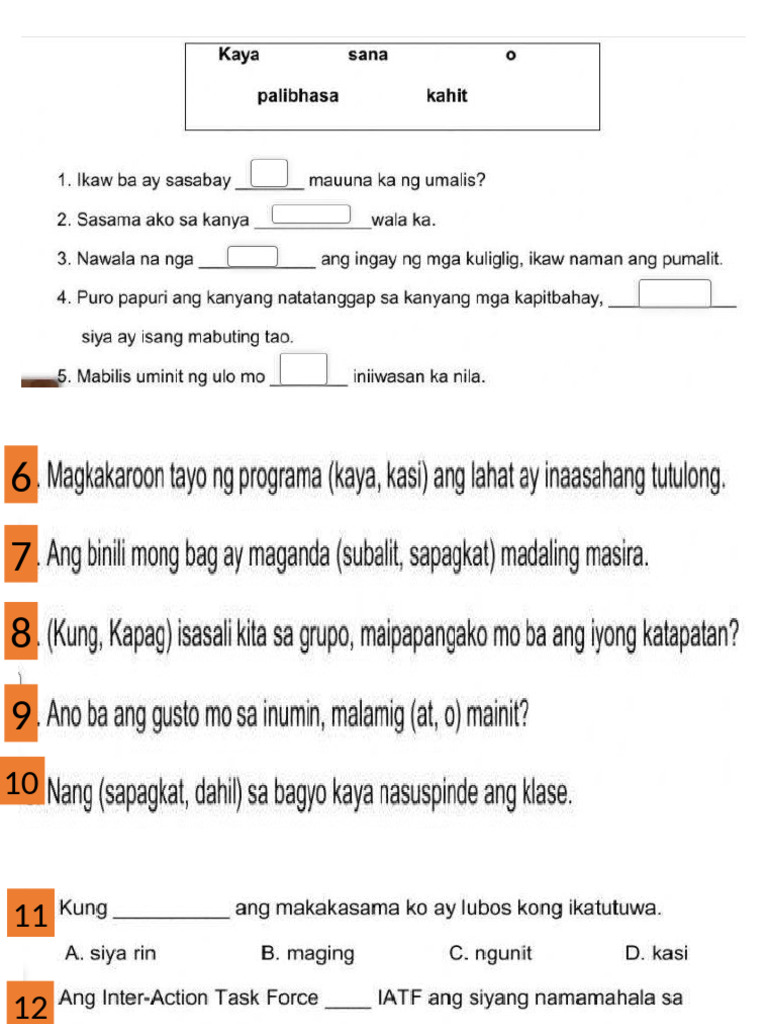 Pangatnig Worksheet | PDF