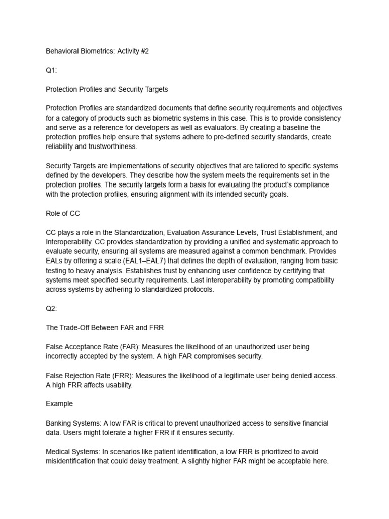 Behavioral Biometrics - Activity #2 Robert Skublen | PDF | Biometrics | Usability