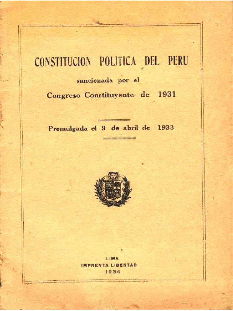 Constitución del Perú 1933 | PDF | Legislador | Propiedad