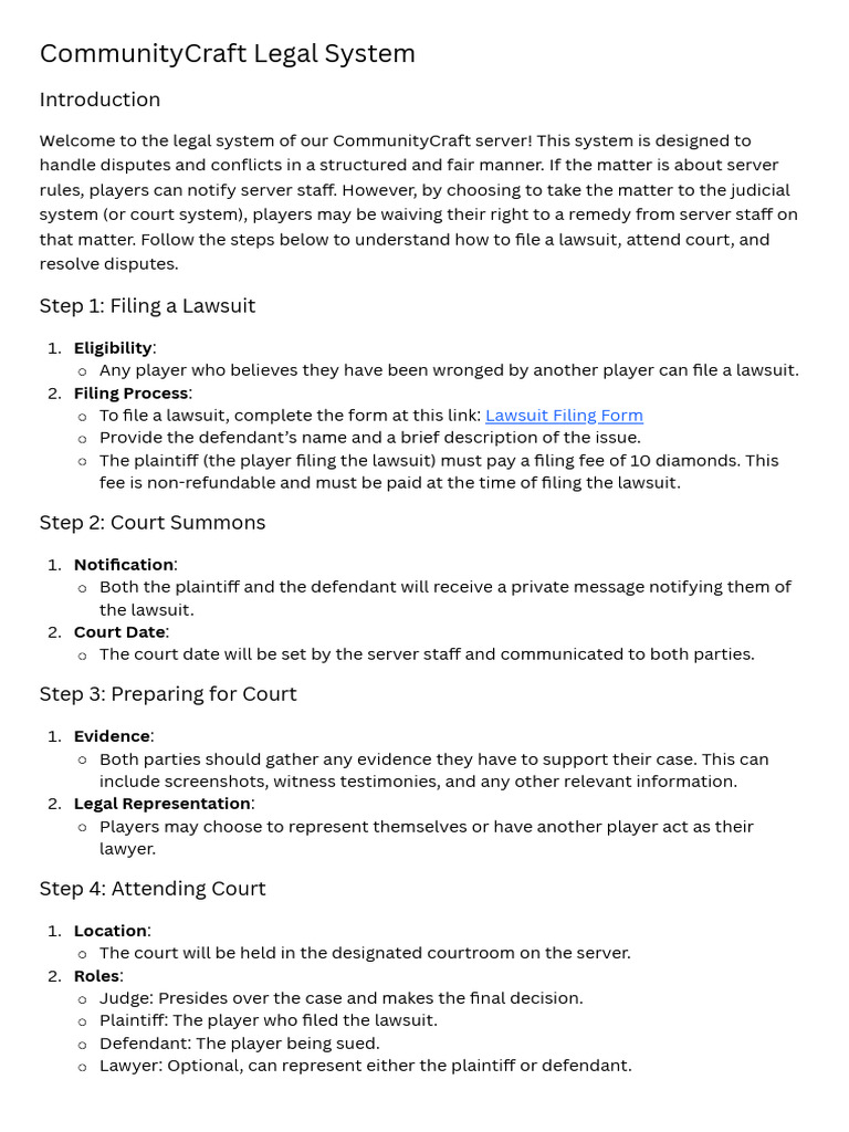 CommunityCraft Court Guide | PDF | Lawsuit | Separation Of Powers