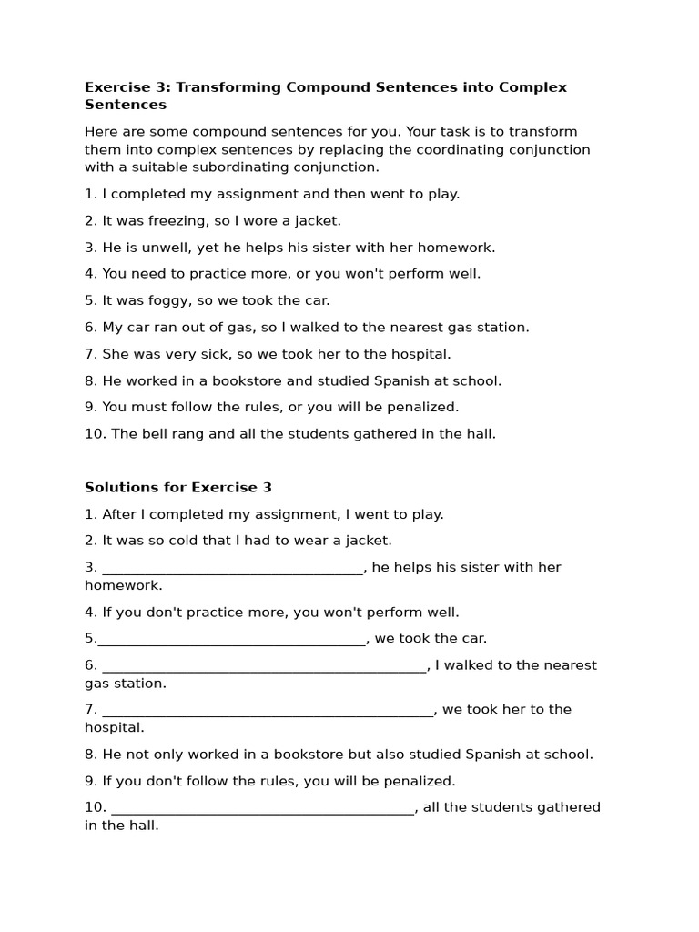 Compound To Complex Sentences | PDF