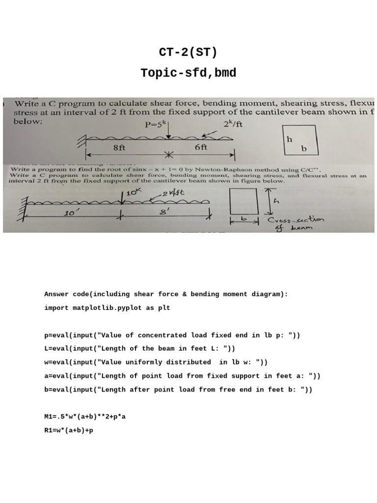 Ct-2 (ST) Shear Force Bending Moment | PDF | Bending | Structural Engineering