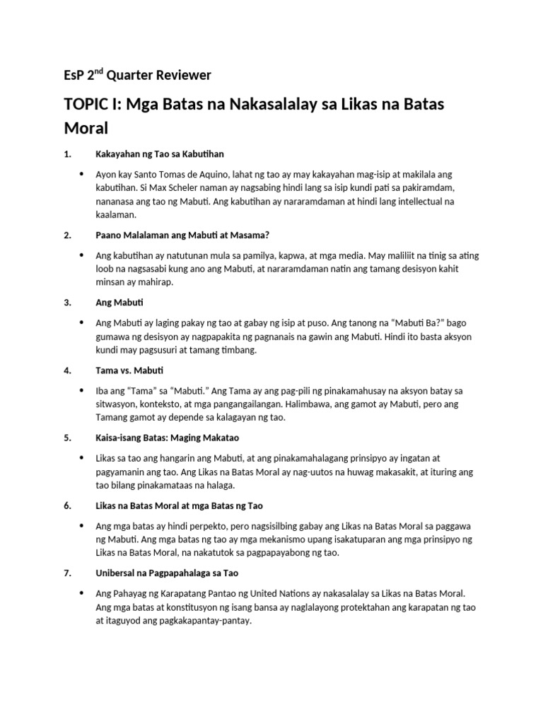 EsP-2nd-Quarter-Reviewer | PDF