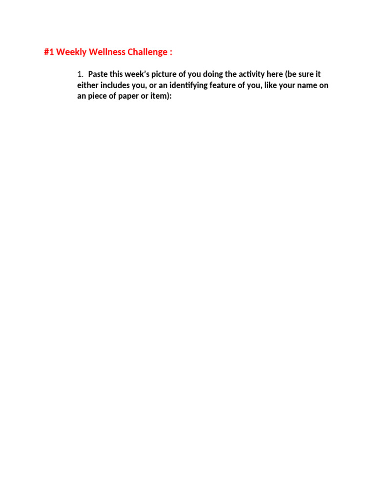 #1 Weekly Wellness Challenge Template | PDF