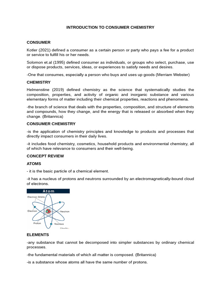 Introduction To Consumer Chemistry | PDF | Organic Compounds | Chemistry