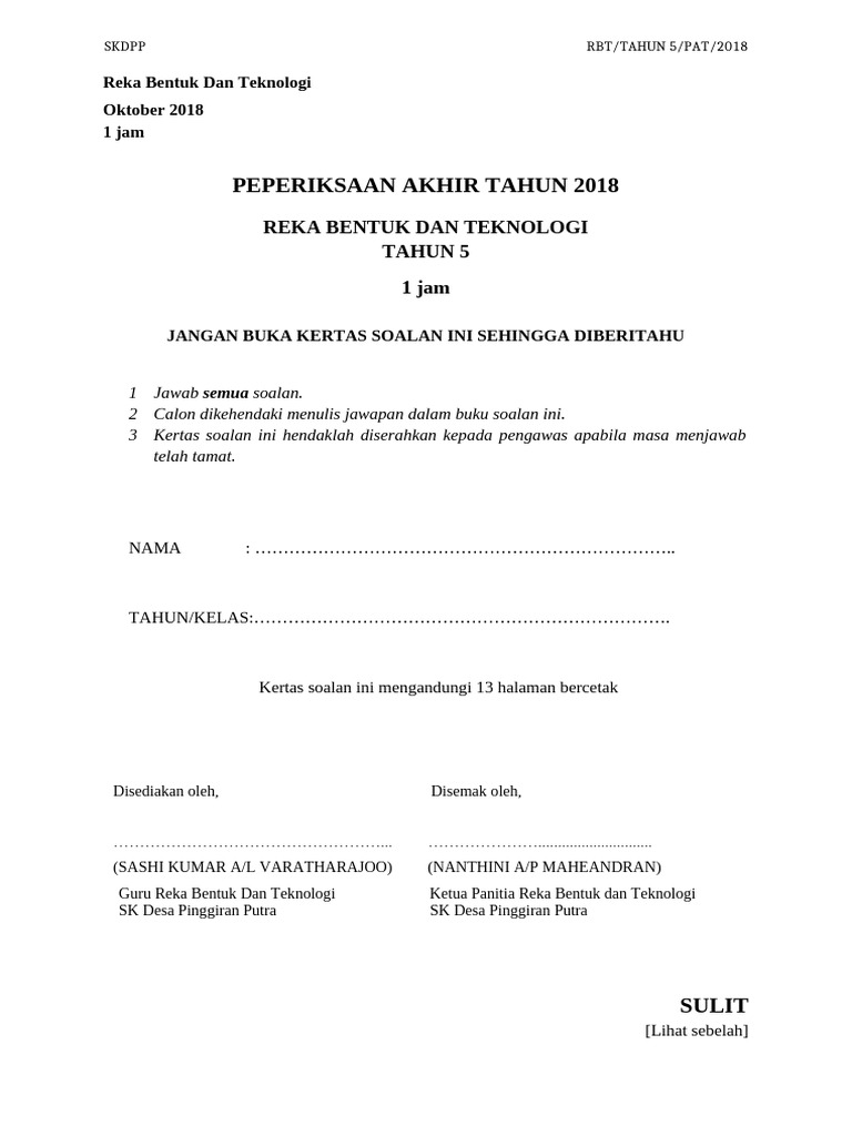 Muka Depan RBT T5 | PDF