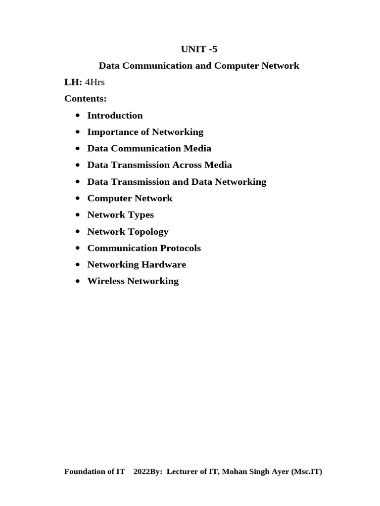 Unit-5 (Data Communication and Computer Network) | PDF | Computer ...