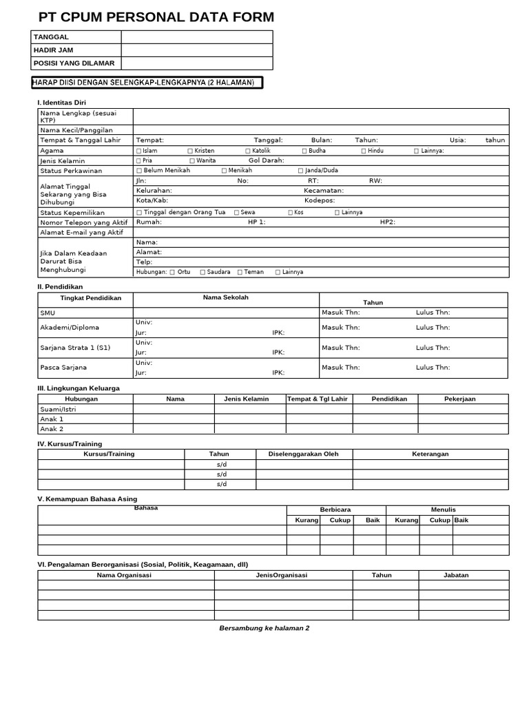 CANDIDATE Personal Data | PDF