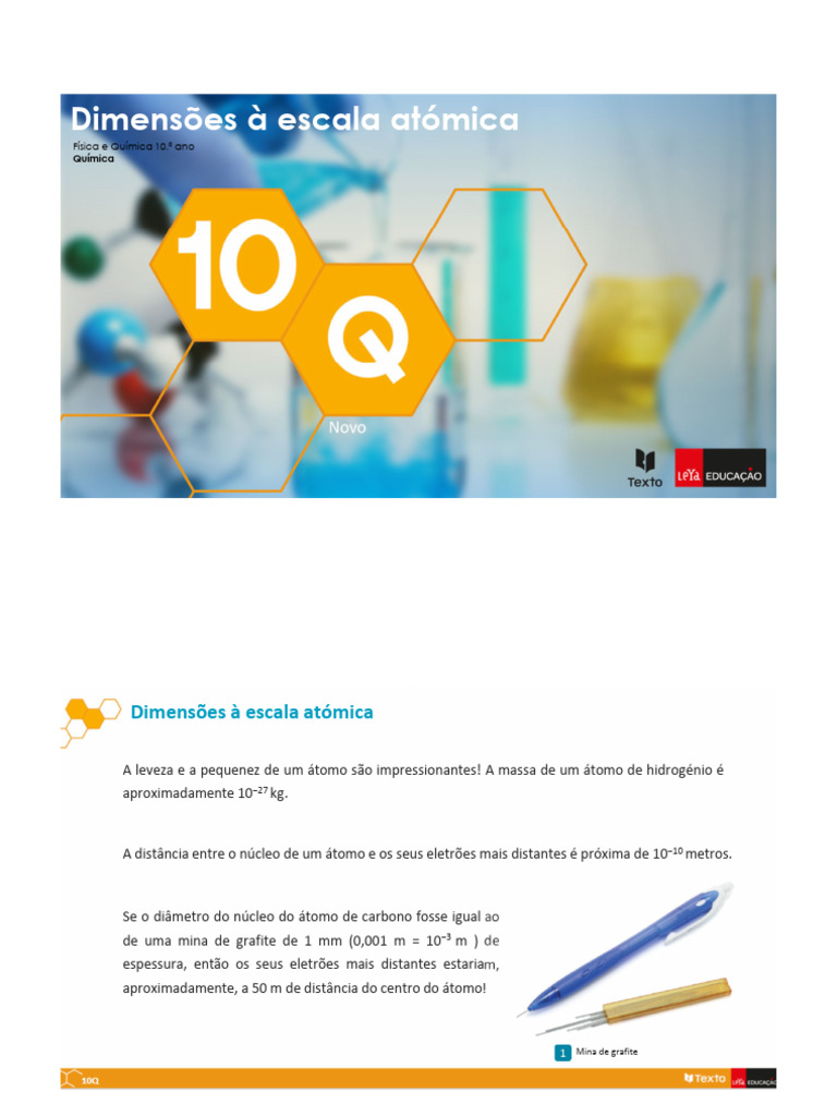 Dimensões Atómicas: Notação Científica e Comparações | PDF | Átomos ...