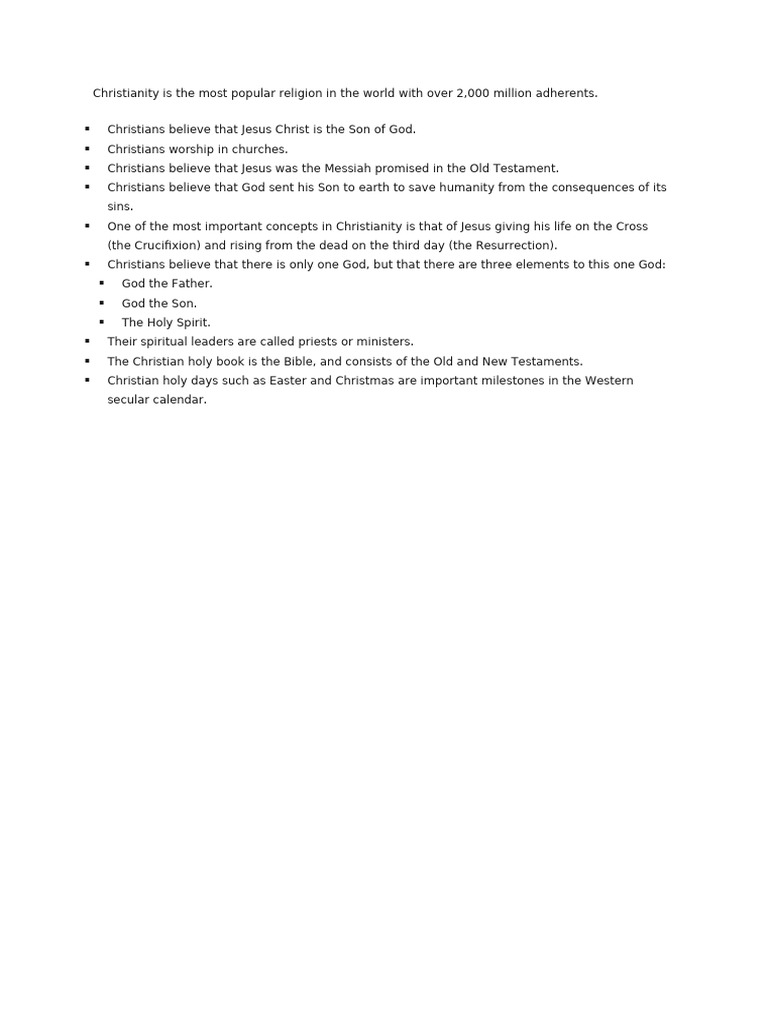 Overview of Christianity Beliefs and Practices | PDF
