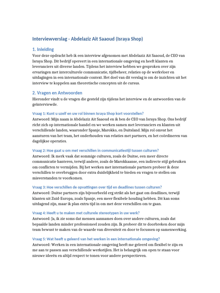 Interviewverslag Abdelaziz Ait Saaoud | PDF