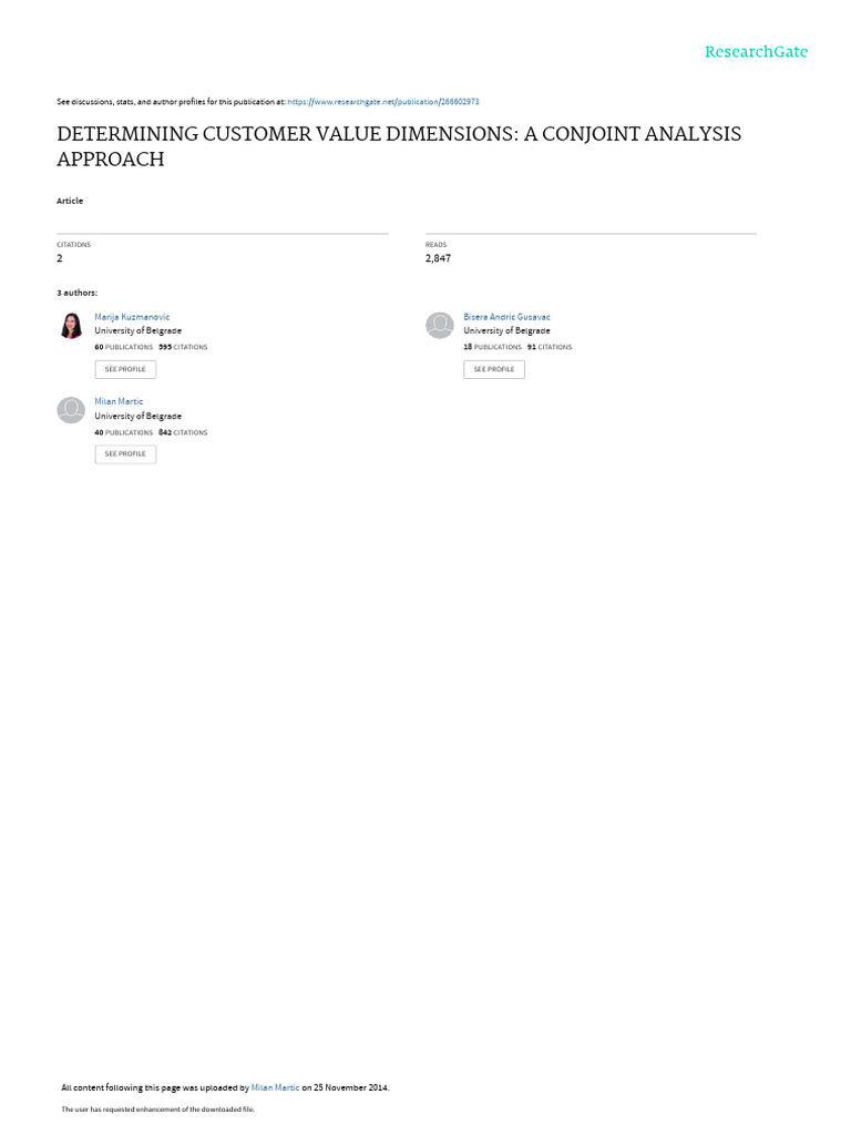 Determining Customer Value Dimensions A Conjoint A | PDF | Market Segmentation | Price ...