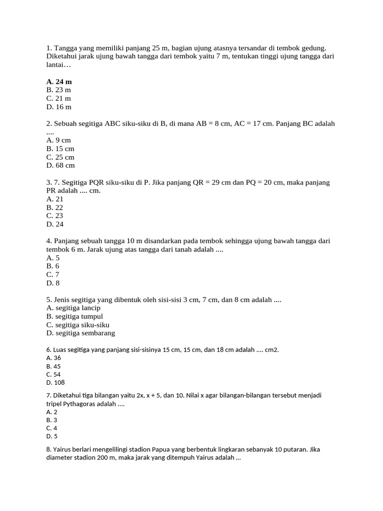 Fix PAT Kelas VIII MTK | PDF