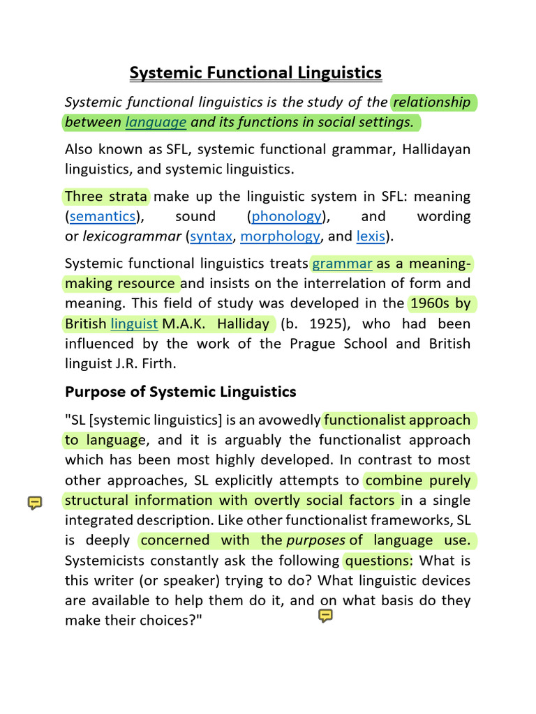 Systemic Functional Linguistics | PDF | Semantics | Linguistics