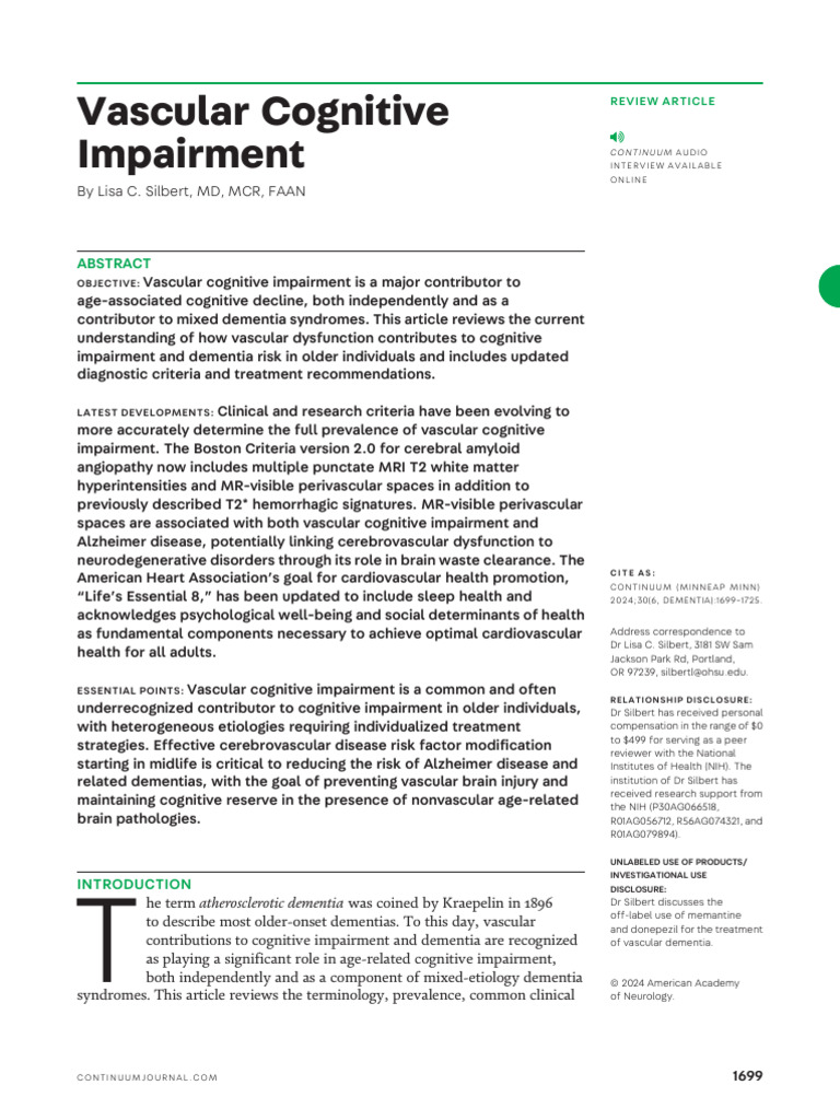Vascular Cognitive Impairment.8 | PDF | Dementia | White Matter