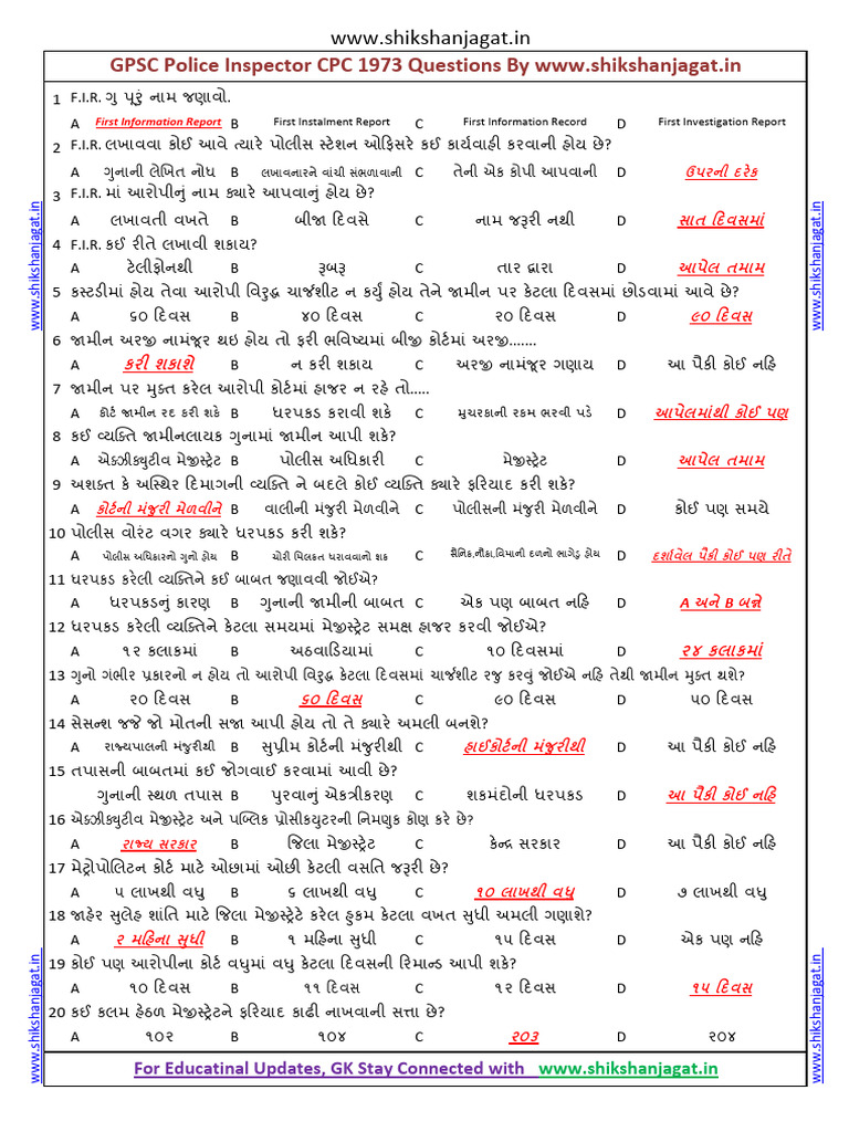 GPSC PI (Criminal Prosizer Code 1973) Shikshanjagat-6 | PDF