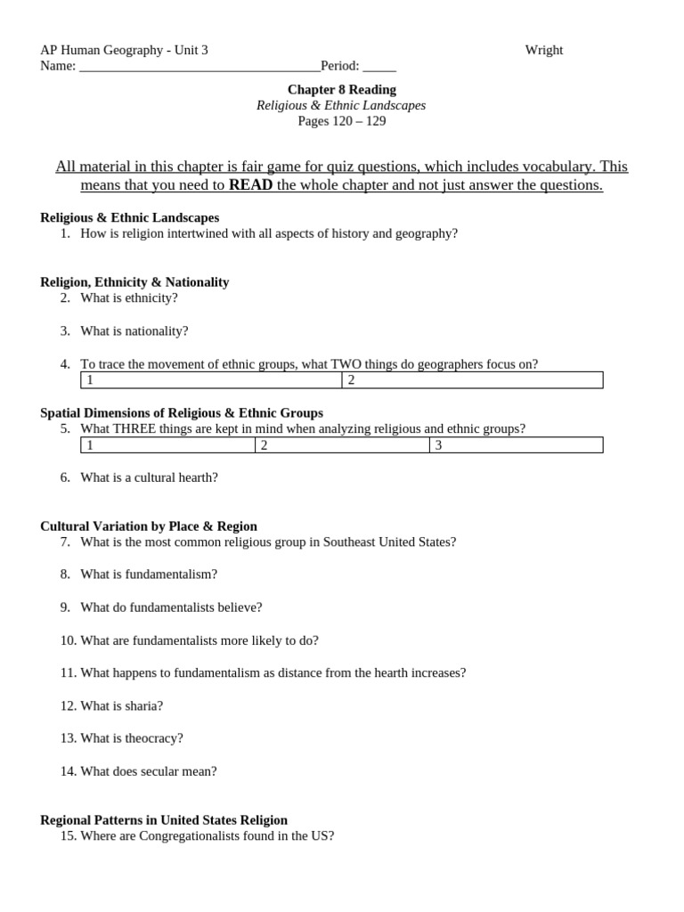 chapter_8_reading_guide_amsco | PDF | Monotheism | Fundamentalism