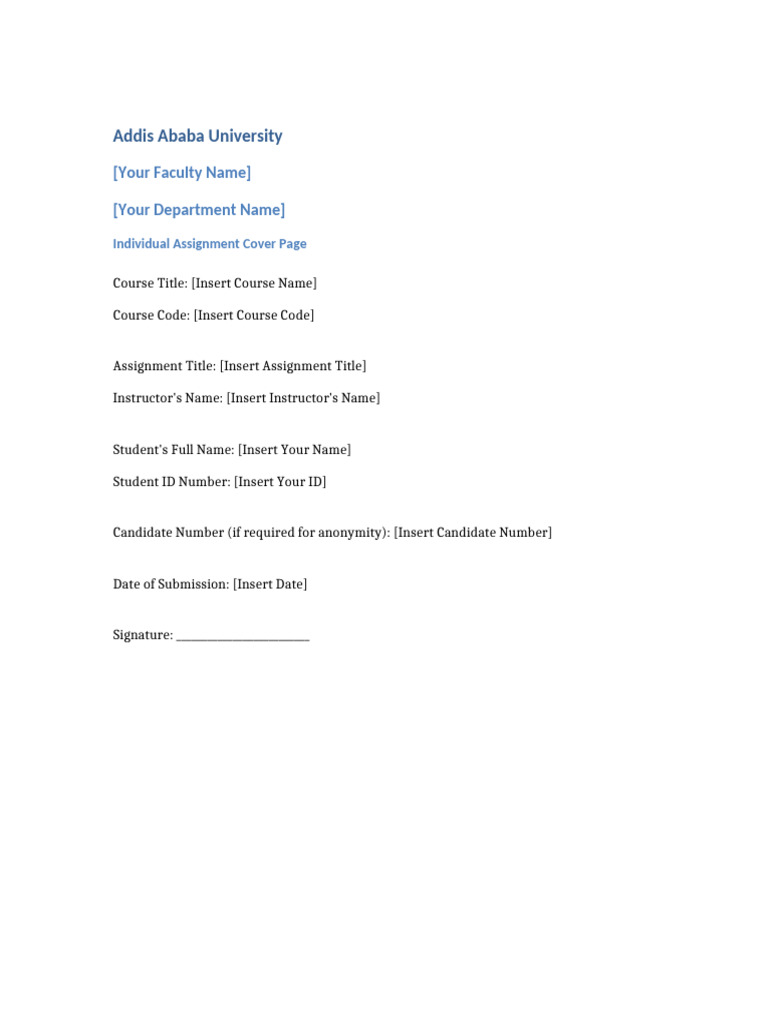 Addis Ababa University Assignment Cover | PDF