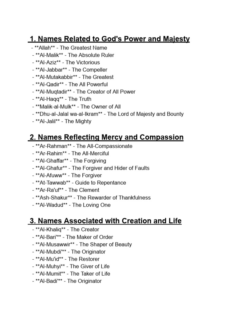 Divine Names of Power and Mercy | PDF | Abrahamic Religions | God