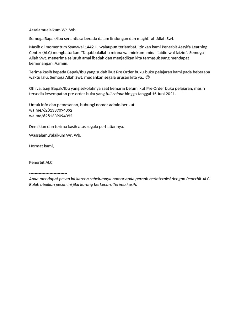 Pre Order Buku Pelajaran ALC | PDF