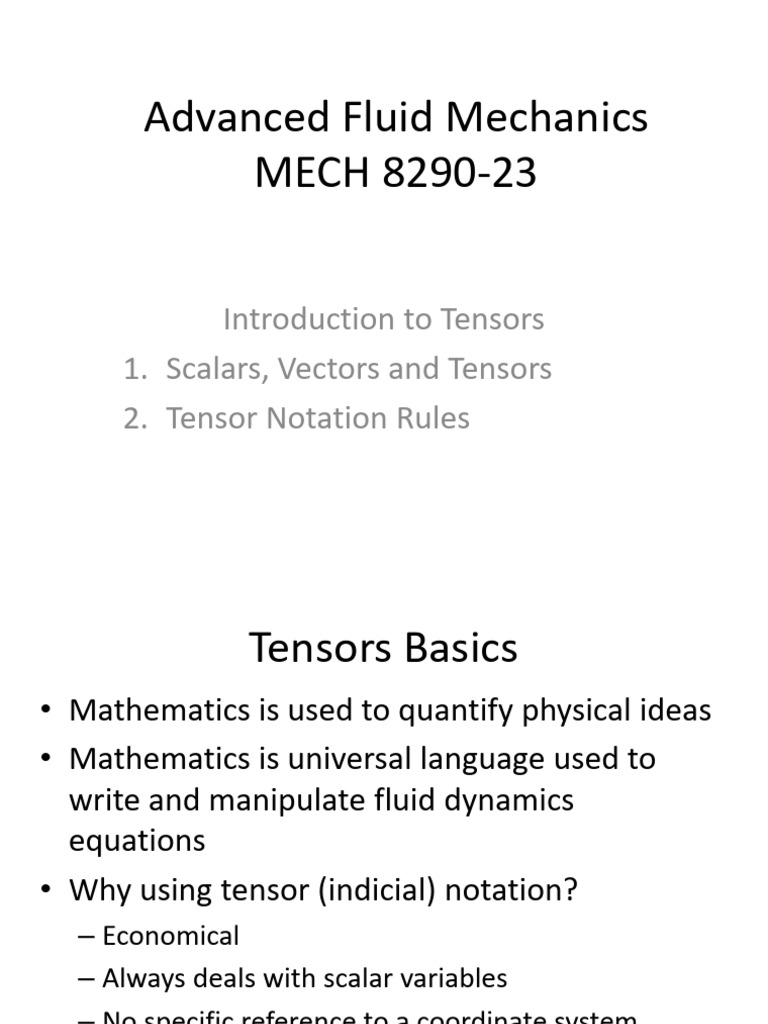 Advanced Fluid Mechanics W2025 Tensors | PDF | Tensor | Euclidean Vector